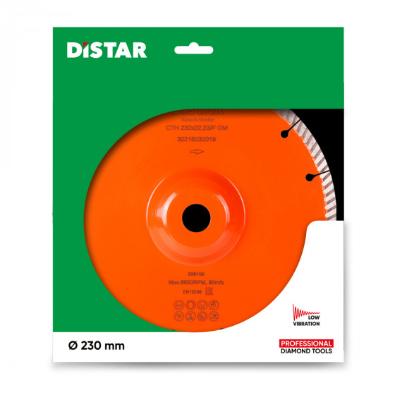 Diamond cutting blade Turbo CTH 230x22,23/F GM — Distar